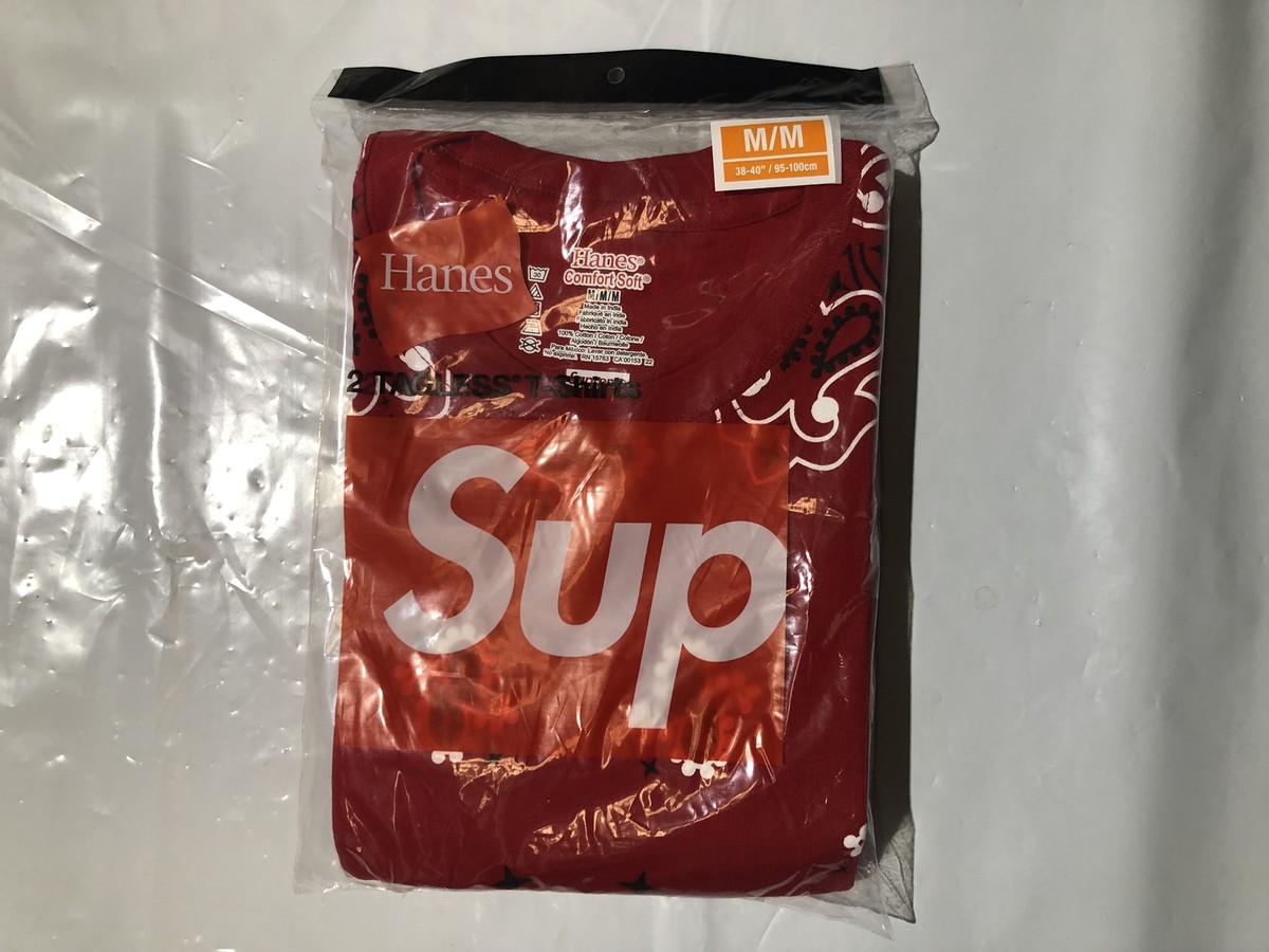 Supreme Hanes Bandana Tagless Tees (2 Pack) Red M L XL F/W Supreme Hanes Bandana Tagless Tees (2 Pack) Red M L XL F/W