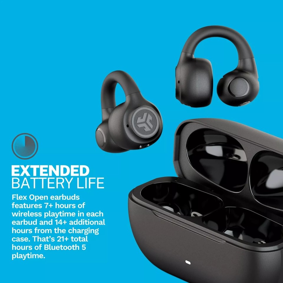 JLab Flex Open Bluetooth Earbuds, Wireless, Clip-On Cuff Design ...
