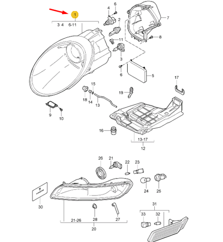 PORSCHE 911 997 Carrera Droit Phares LHD 99763115804 Neuf Original | eBay