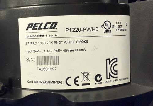 Pelco P1220-PWH0 Video Dome Security PTZ Camera SP Pro 1080 - Powers On ...