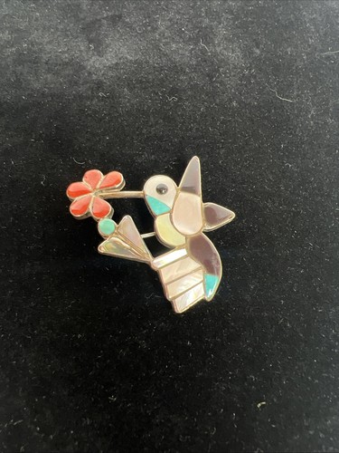 Vintage Elliott Qualo Sterling Silver 925 Multi Stone Inlay Hummingbird ...