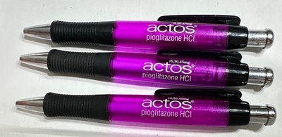 LOT OF 3 ACTOS Drug Rep Advertising Pens Pharmaceuticals Collectable ...