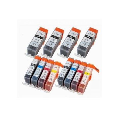 12 Ink Cartridge Comp for Canon CLI-221 PGI-220 PIXMA MP620 MP620B ...