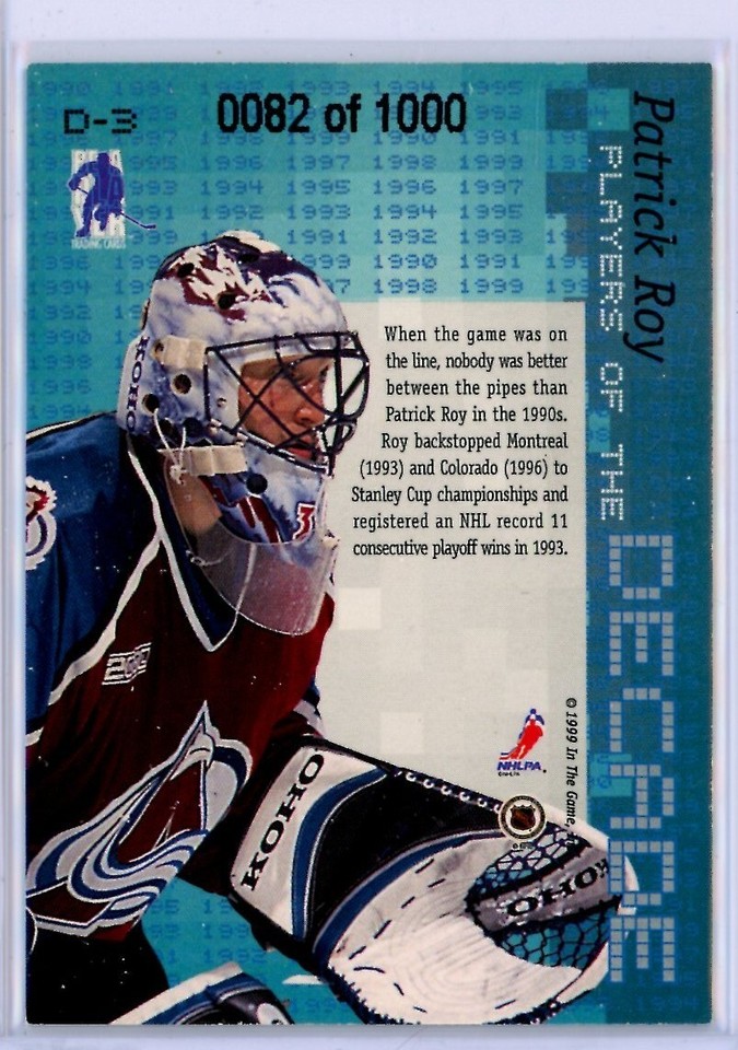 1999-00 BAP Millennium Players of the Decade Autographs #D3 Patrick Roy ...