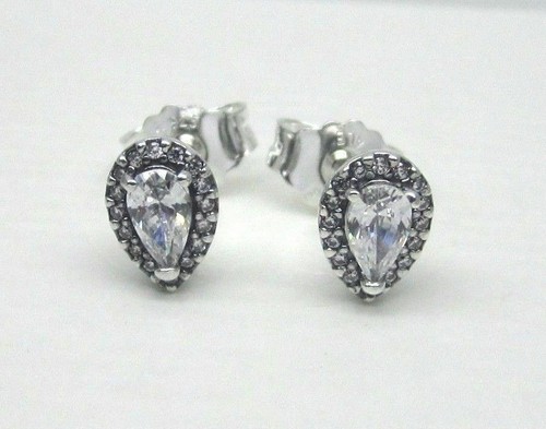NEW Authentic Pandora #296252CZ Radiant Teardrops Stud Earrings with ...