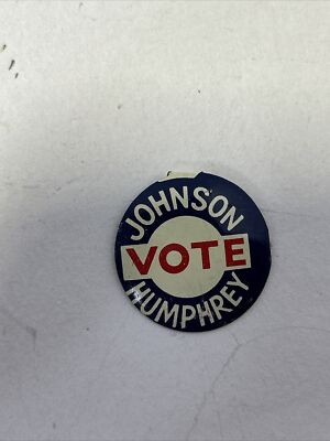 1964 LBJ Lyndon B Johnson Vote Humphrey Tab Campaign Lapel Pin Fold ...