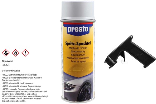 Presto Mastic de Pulvérisation Spray Gris 400ml Acryl-Spritzspachtel ...