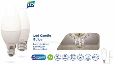 Rother 6w LED ES E14 Candle Light Bulb Energy Saving 6500k Daylight ...
