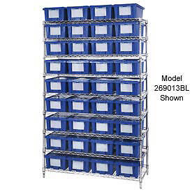 Wire Shelving With (12) 10"H Nest Stack Shipping Totes Blue 72x24x63 | eBay