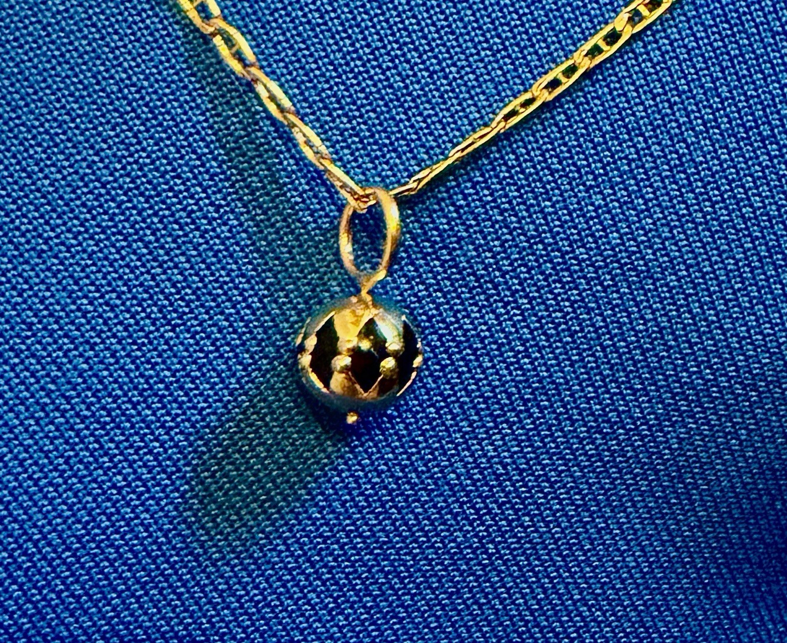 Modern Solid 14K Yellow Gold Sphere Disco Ball Shaped Spinner Pendant 1 ...
