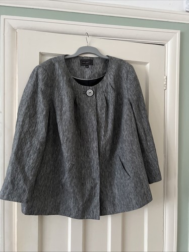 Ann Harvey Grey Fleck Button Detail Jacket Sz 26 - 100% Linen - Lined ...