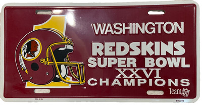 🔥Washington Redskins License Plate Tag 🏈Super Bowl XXVI 🍭Priced to Sell ...