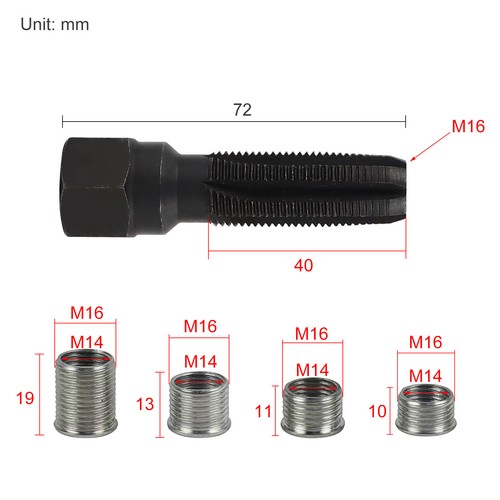 M14 x1.25 Spark Plug Rethread Thread Repair Kit Helicoil Reamer Tap w ...