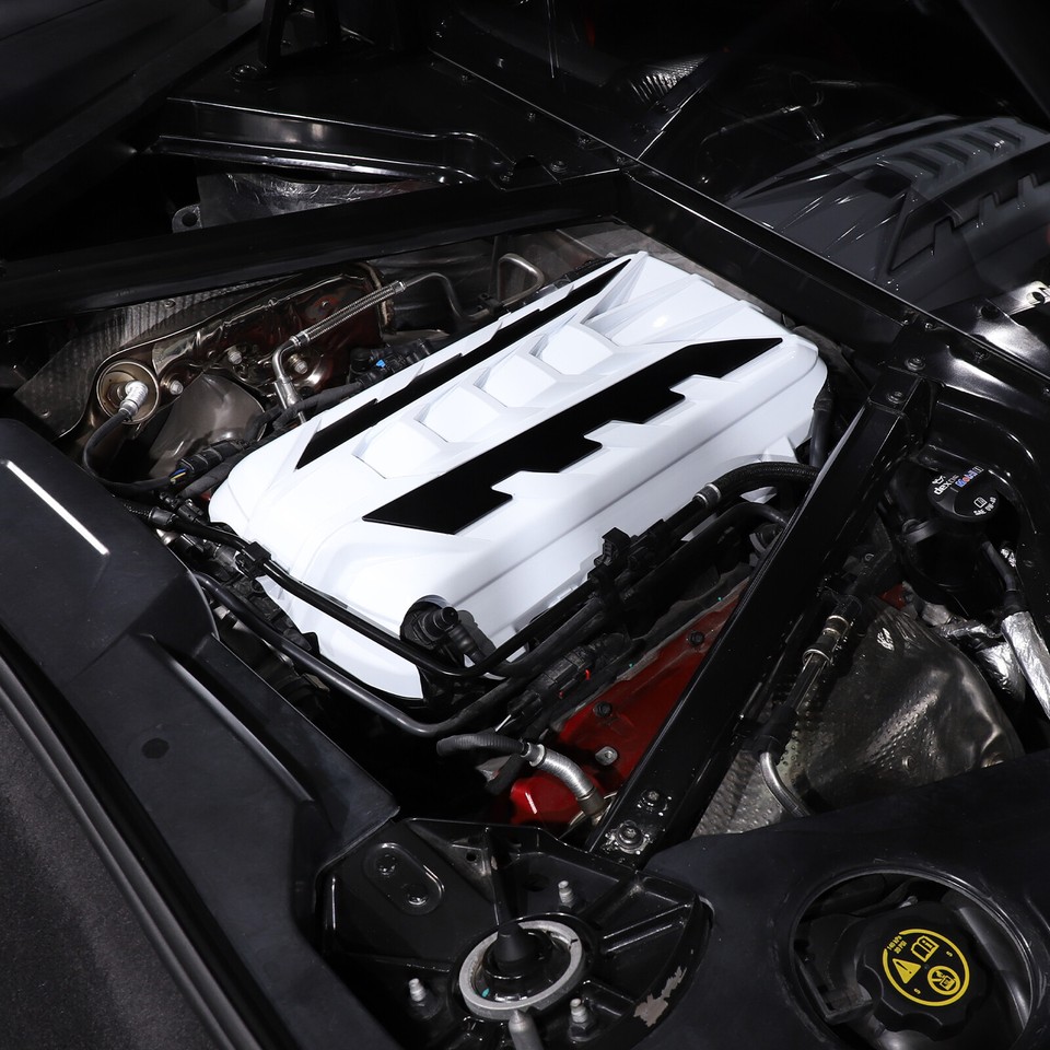 Plastic Engine Hood Bonnet Cover With Metal Strip Trim For Corvette C8 ...