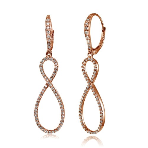 Infinity Cubic Zirconia Rose Gold Plated 925 Silver Dangle Leverback Earrings | eBay Australia
