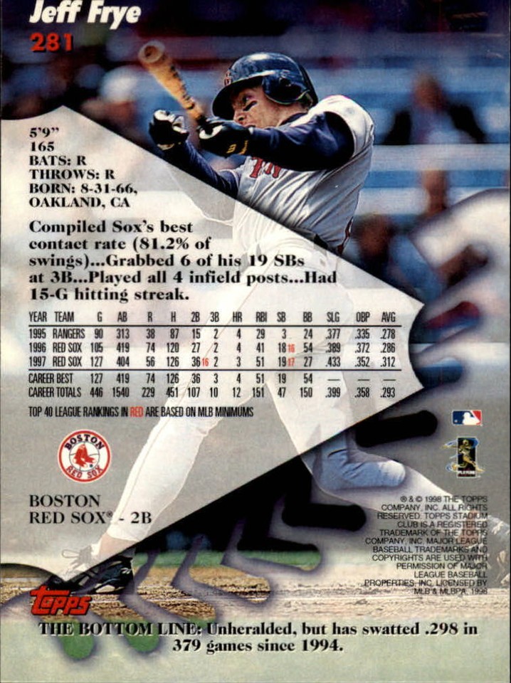 1998 Stadium Club Baseball Card #281 Jeff Frye | eBay