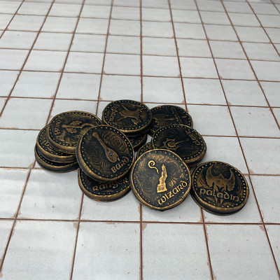 12 RPG/DnD Token Coins – Antique Gold with Patina – 3D Printed Fantasy ...