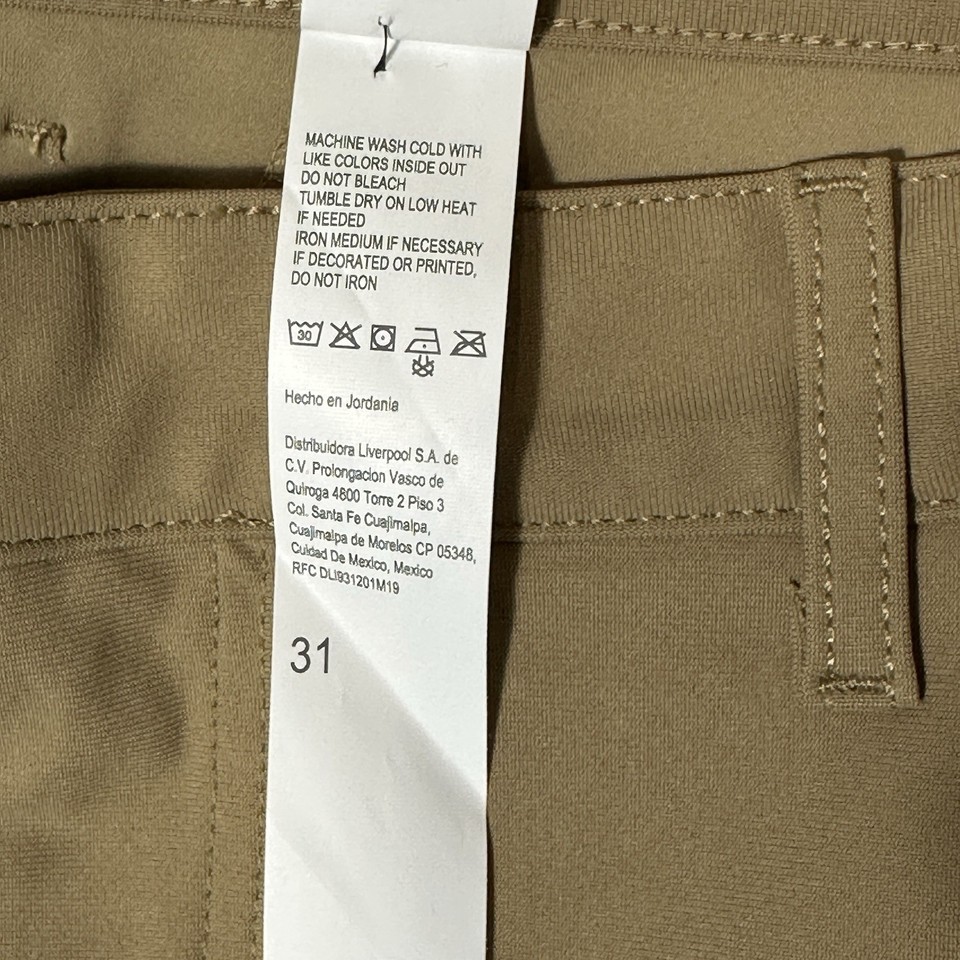 Fabletics Shorts Men 31 Khaki Chino Golf Stretch Performance Zip Pocket ...