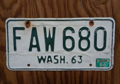 1966 Washington License Plate # FAW 680 | eBay