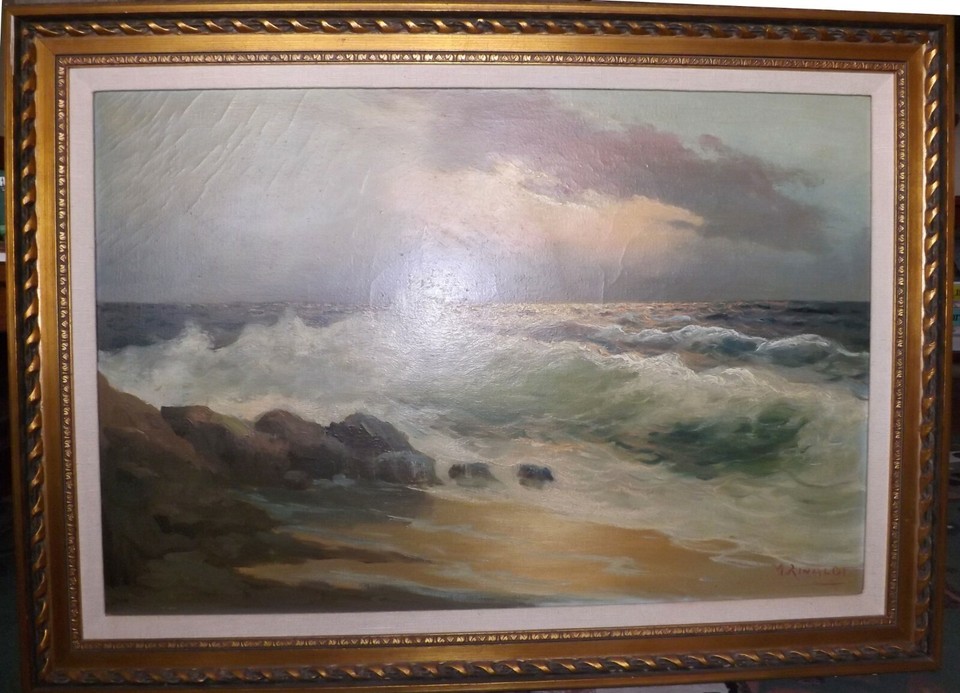 Seascape Italian M Rinaldi Impressionist Oil Painting Fine Art Vintage ...
