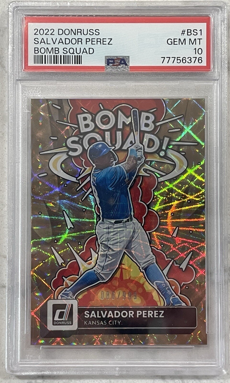 Salvador Perez 2022 Donruss Baseball Bomb Squad Holo /999 PSA 10 (Pop 2 ...