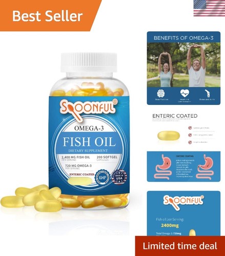 Premium Quality Omega 3 Fish Oil - 200 Softgels, Made in USA, GMP ...