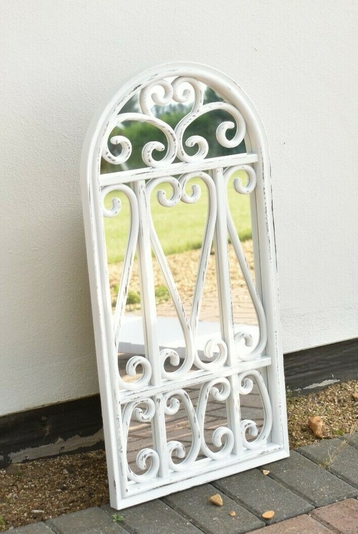 Stylish Window Mirror White Rustic Decor Wall livingroom garden flowery ...