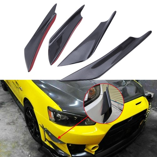 4PCS Universal Carbon Fiber Sport Front Bumper Canard Splitter Lip Body ...
