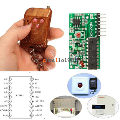 IC 2262/2272 4 CH Key Wireless Remote Control 315MHZ Receiver module F ...