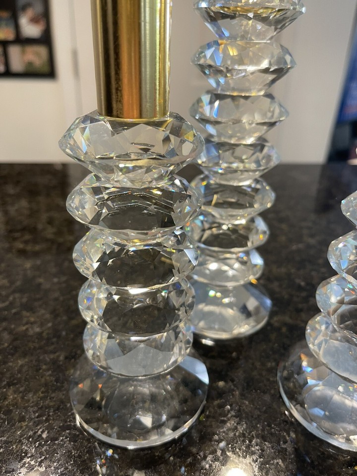 3 Candlesticks Heavy Crystal-Like NWOT! | eBay