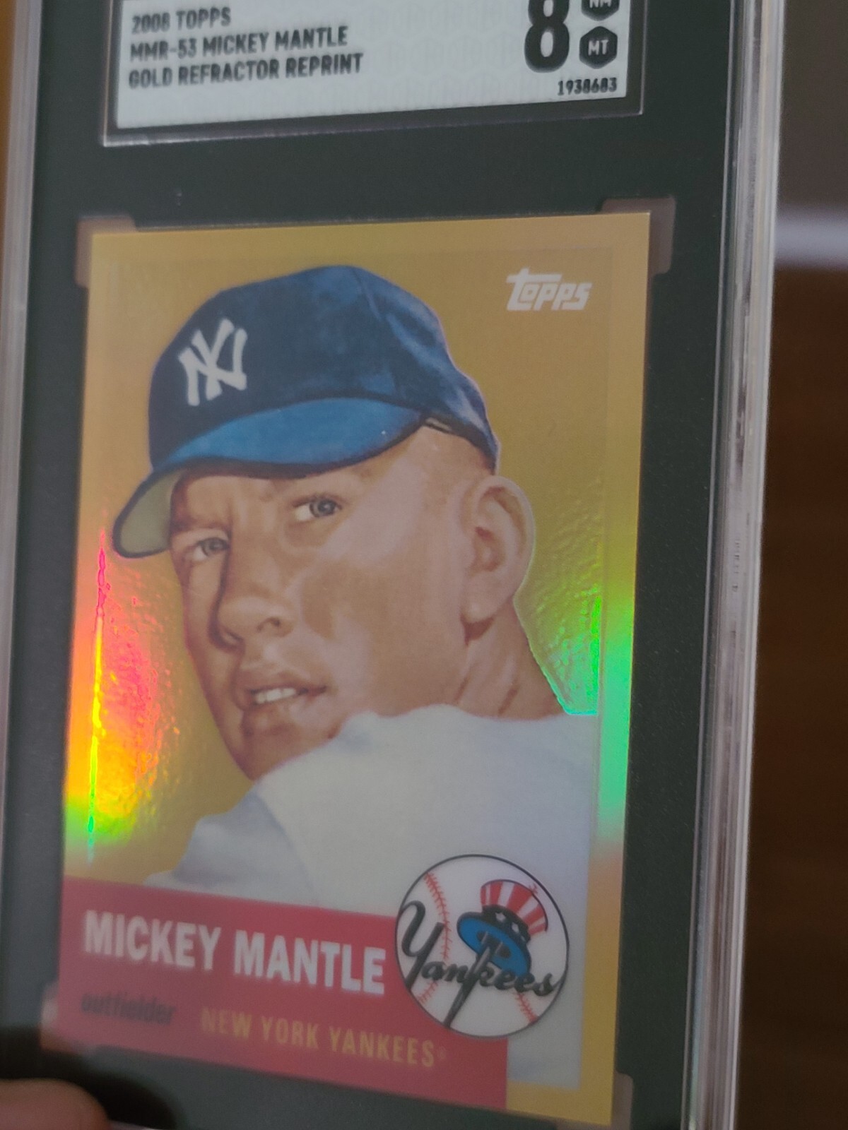 2008 TOPPS MICKEY MANTLE 1953 RP GOLD REFRACTOR, SGC-8 RARE MMR-53, HOF ...