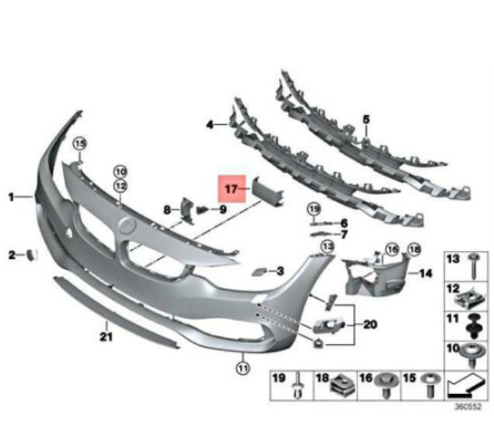 BMW 4 COUPE F32 FRONT BUMPER COVER AIR INTAKE ACC PANEL 51117294676 14 ...