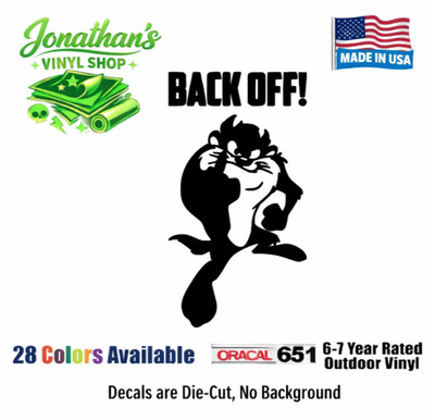 TAZ BACK OFF VINYL DECAL STICKER WILEY FUNNY FINGER FOR CAR TRUCK JEEP ...
