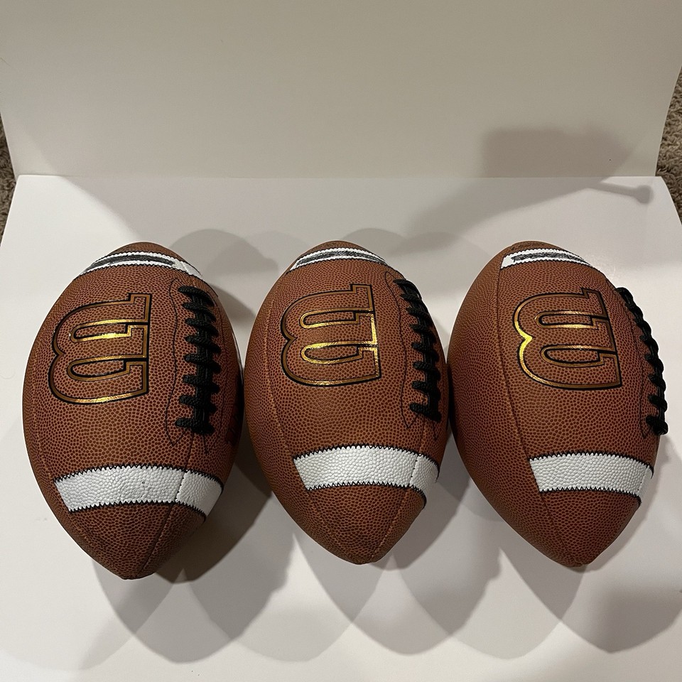 SET OF 3 Wilson GST Official Size Composite Footballs- Used with ...