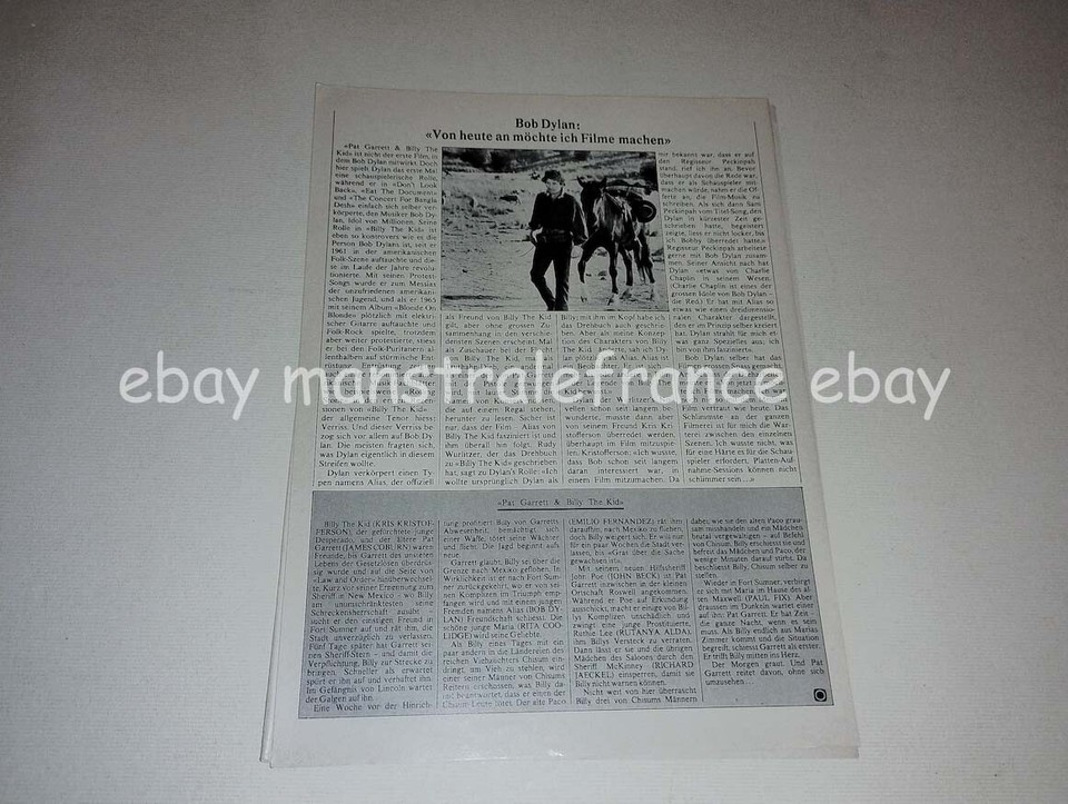 Pat Garrett Billy the Kid Kristofferson Bob Dylan Coburn clippings ...