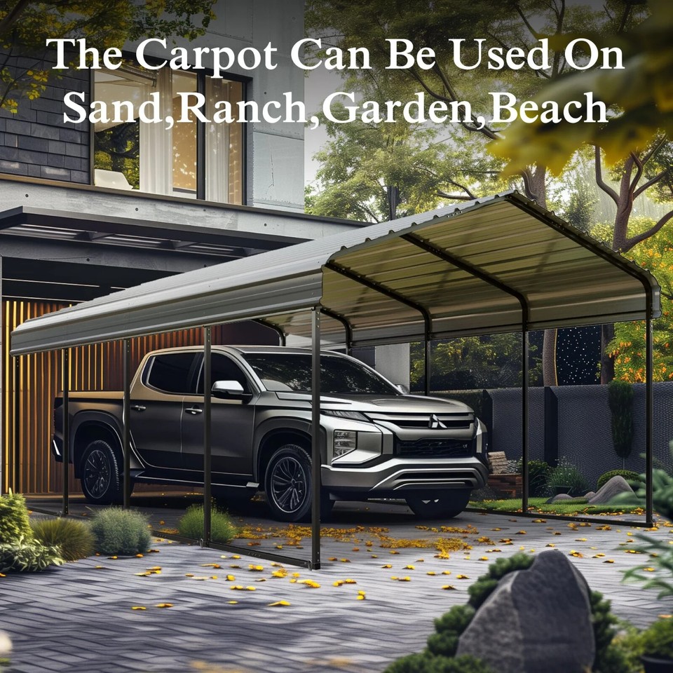 Car Metal Outdoor Carport Cover Heavy Duty Metal Carport Canopy with ...