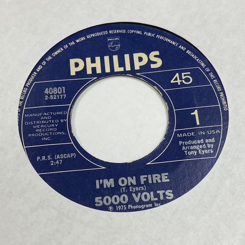 5000 Volts - I'm On Fire / Still On Fire - Phillips 45 RPM Record - G+ ...