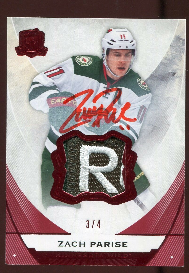 2015-16 The Cup Zach Parise Game Used Patch Autograph Red Logo Auto 3/4 ...