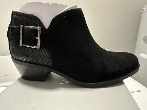Vionic Bootie Black Suede AMA Low Heel Round Toe Size Zip Comfort New ...