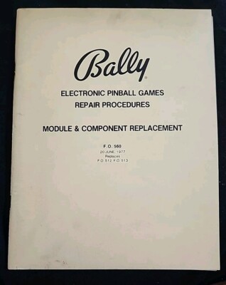 Bally Electronic Pinball Game Repair Machine Manual Schematics 560 1977 ...