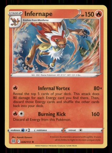 Infernape SWSH09: Brilliant Stars #026/172 Holo Rare Pokemon LP | eBay