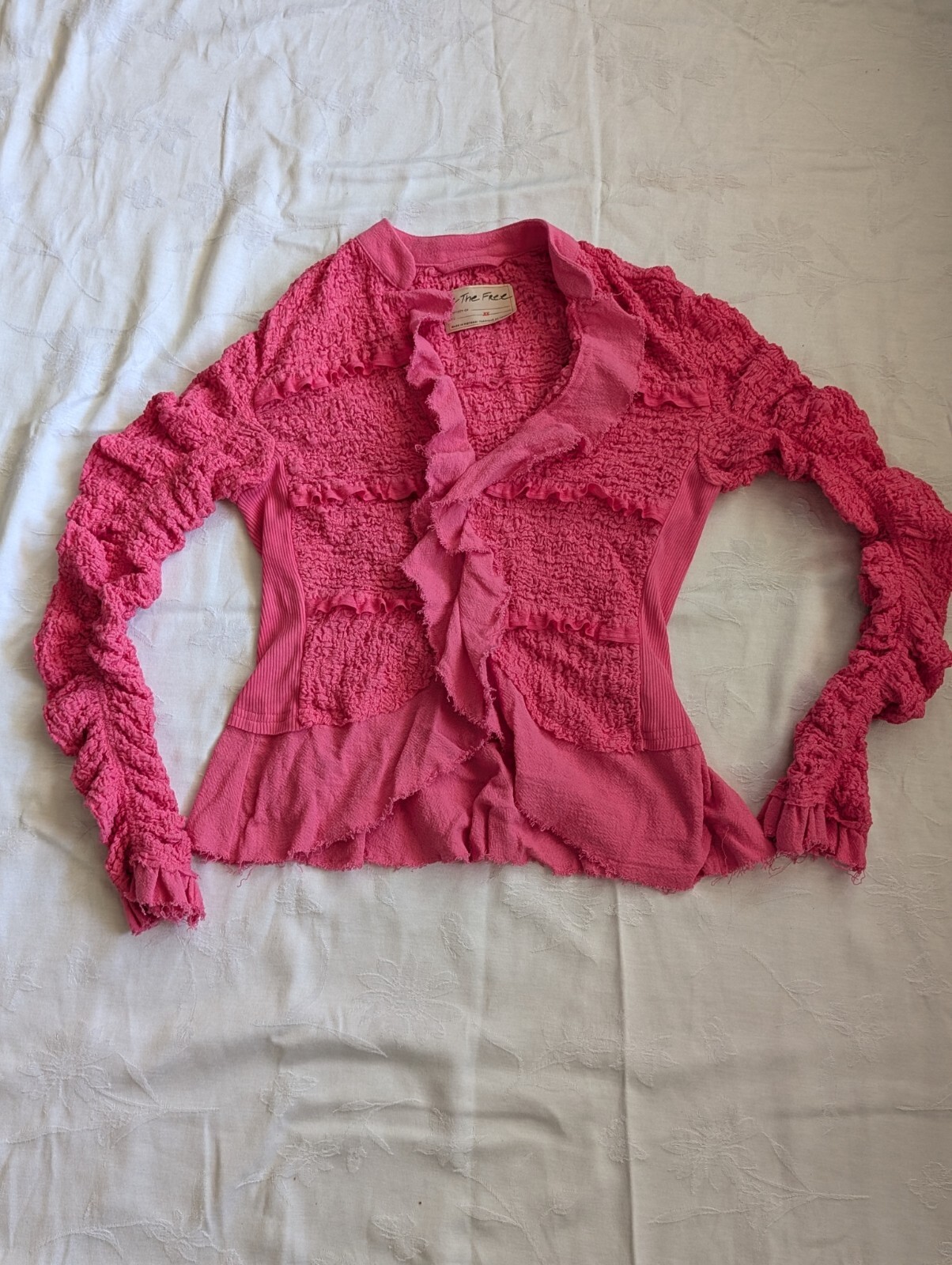 Free People Demi Jacket Textured Ruffle Lace Adorned … - Gem