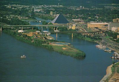 Aerial View of Memphis, Tennessee, Mississippi, Bridges, Pyramid etc ...