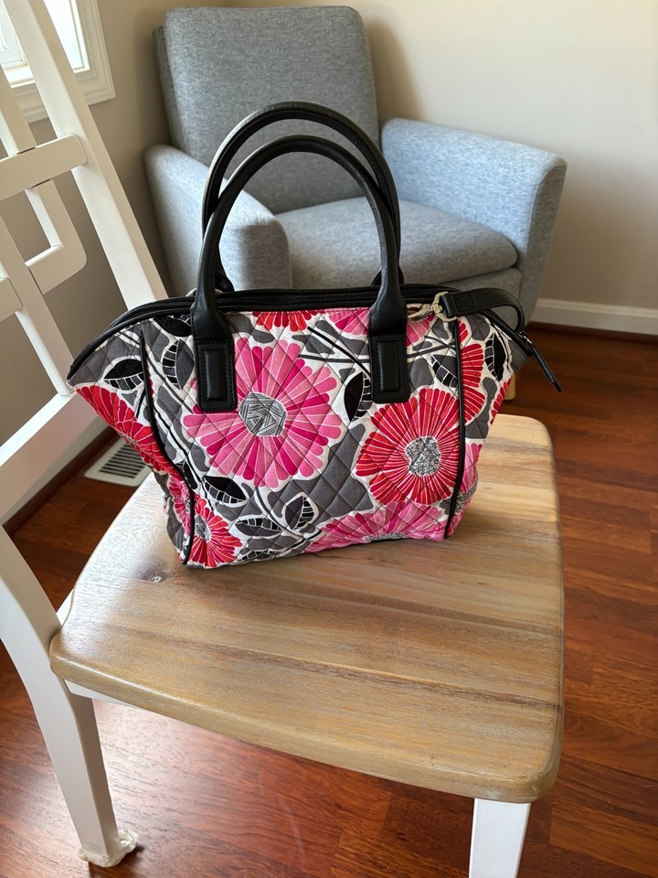 Vera Bradley Satchel Bag W/Handle Cherry Blossom Red ,Pink & Black ...
