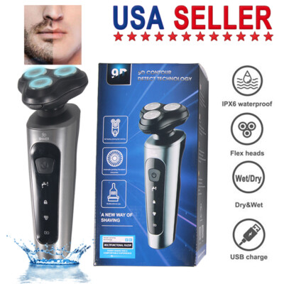 Men's USB Rotary Electric Razor Shaver Trimmer USB Wet & Dry Razor ...