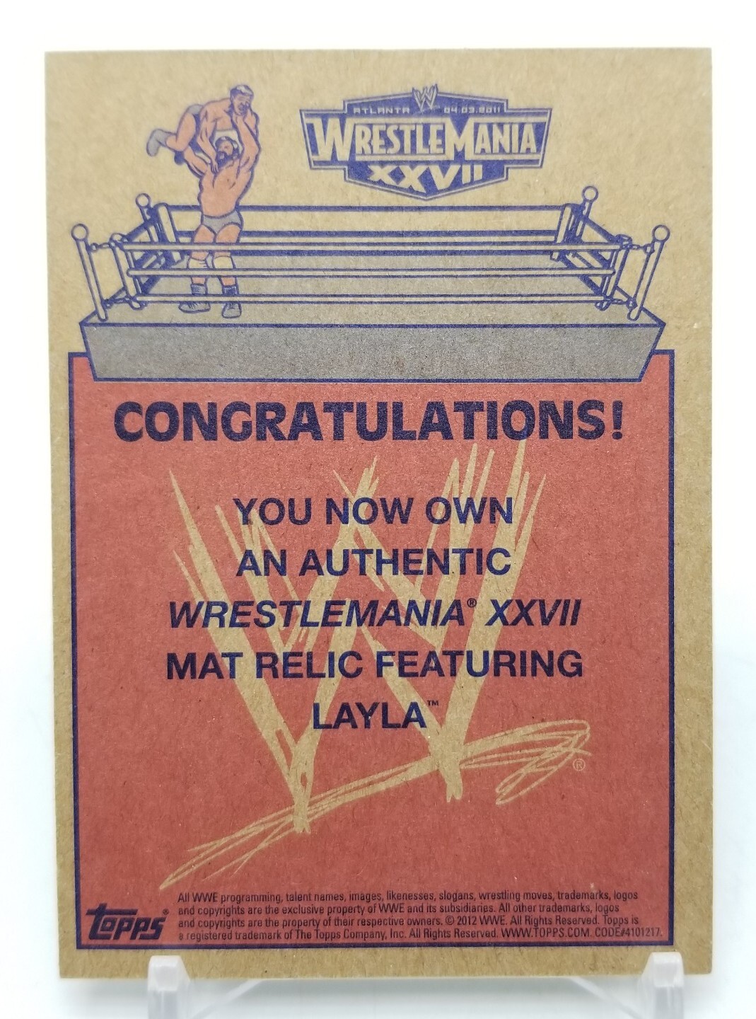 2012 Topps Heritage WWE - LAYLA - Wrestlemania XXVII Authentic Ring Mat ...