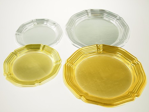 Gold Silver Metallic Chrome PVC Plates Fancy Dinner Royal Banquet Fest ...
