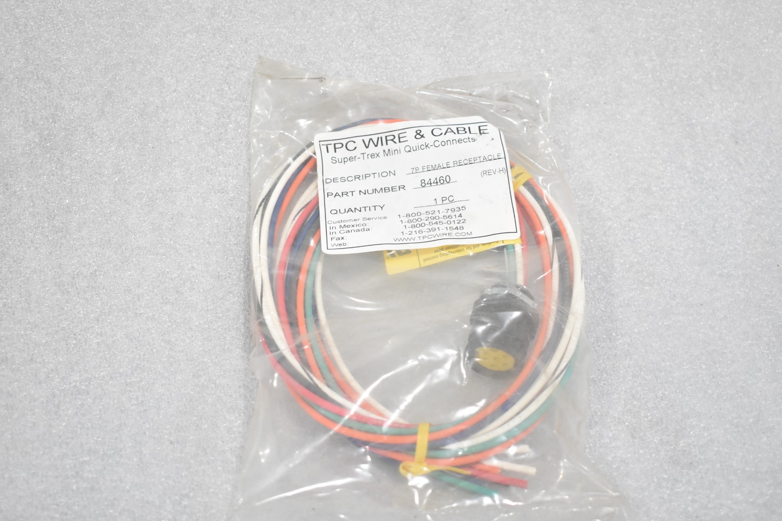 TPC WIRE & CABLE SUPER-TREX 84460 FEMALE RECEPTACLE, 7P, 4' FEET LENGTH ...