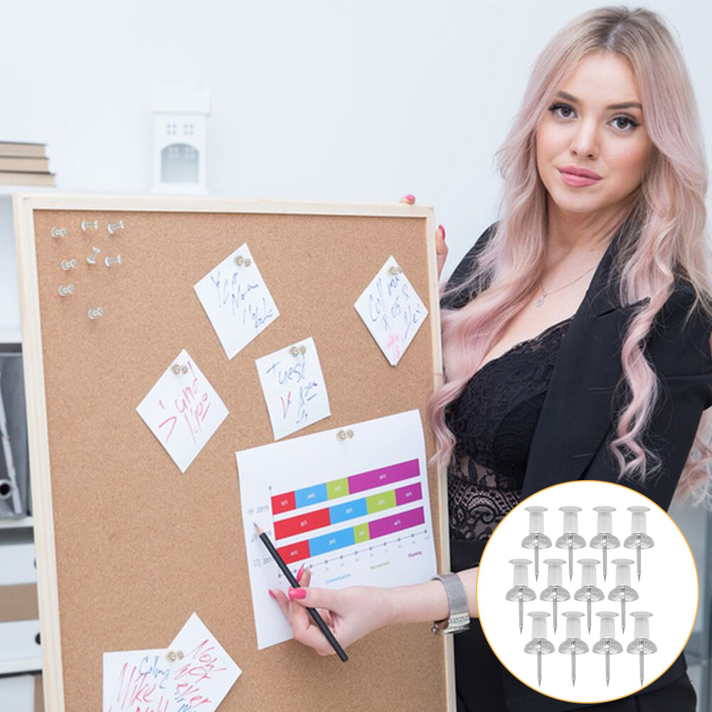 240pcs Cork Fixing Push Pin Thumbtacks Clear Plastic With Box For ...