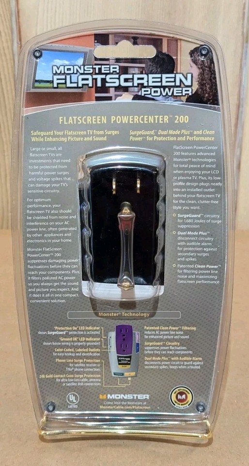 Monster Flatscreen Powercenter 200 Coax Cable Phone Surge Protector | eBay